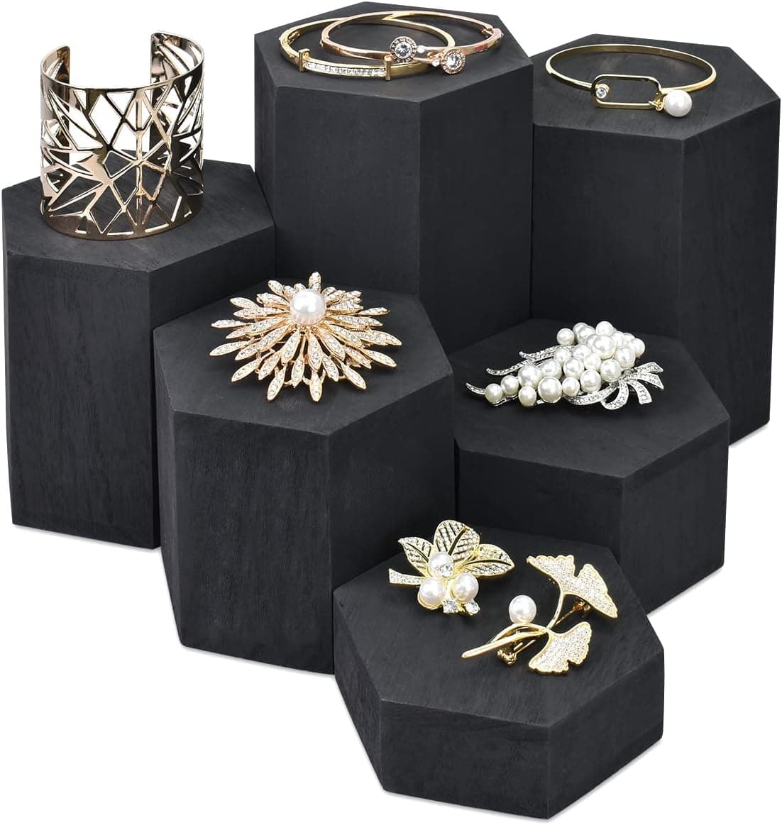 #WD513 Wooden 6 Pcs Hexagon Risers Display – Nile Corp