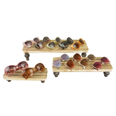 #WD2203-OK 3 Pcs Set Wooden Display Riser Stand, Oak Color