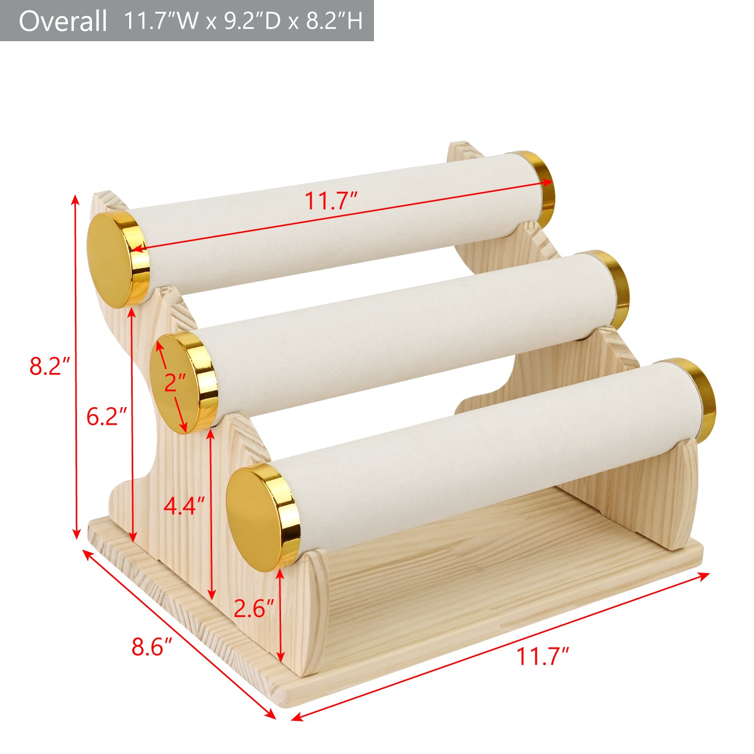 #WD3803 Wooden 3 Tier Bracelet Display Stand Rack