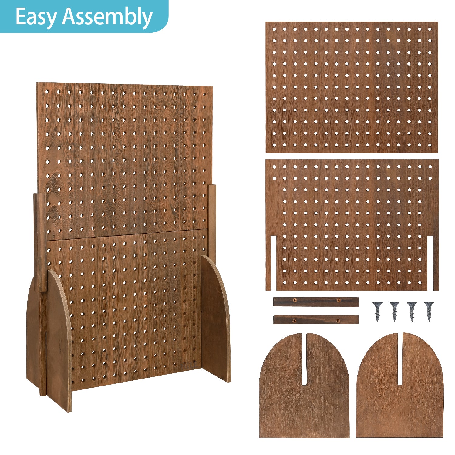 #WD6308BR Wood Standing Jewelry Pegboard Display With 48 Removable Peg ...
