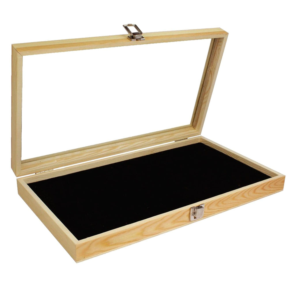 #WD83C+93-1 BK Wooden Jewelry Display Case with Black Velvet Pad