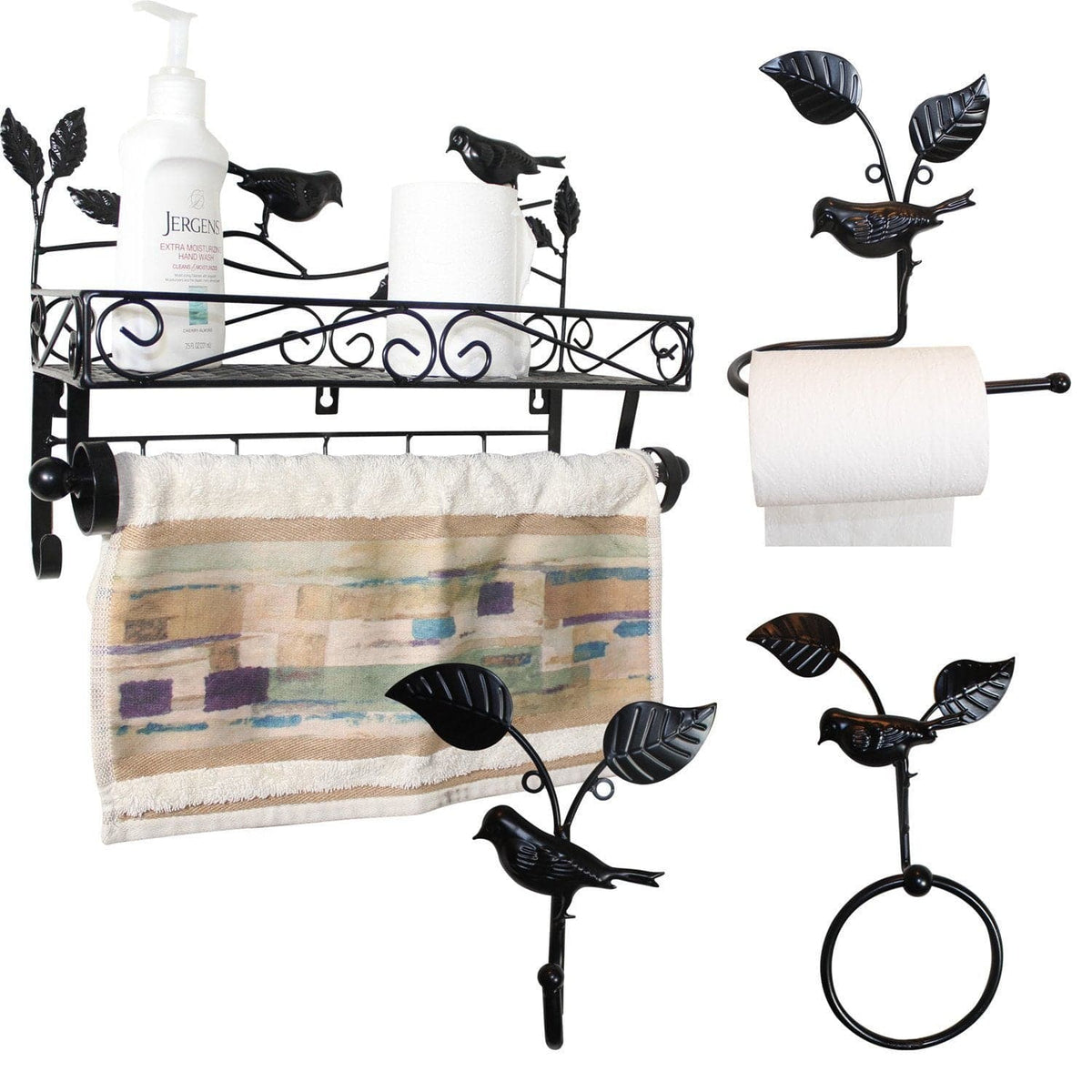 #HOMC6001 Home Decor Bathroom Black Metal Wire Wall Rack – Nile Corp