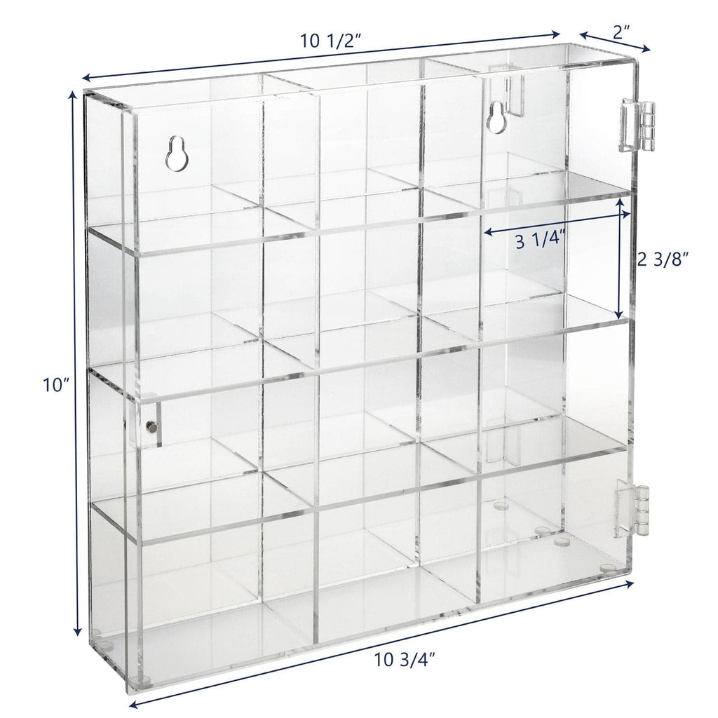#COT1834 Mountable 12 Compartments Display case with Mirrored Back