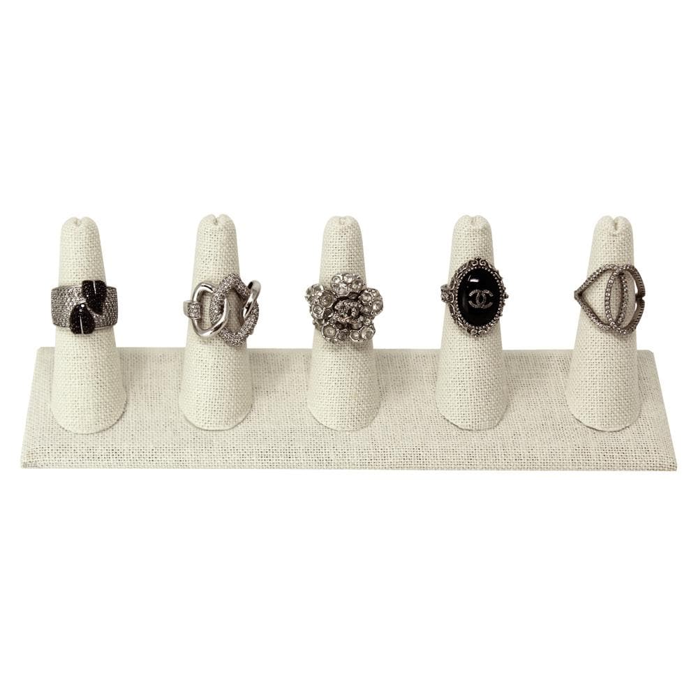 #RD-2455N Burlap Linen Ring Display, 5 Fingers