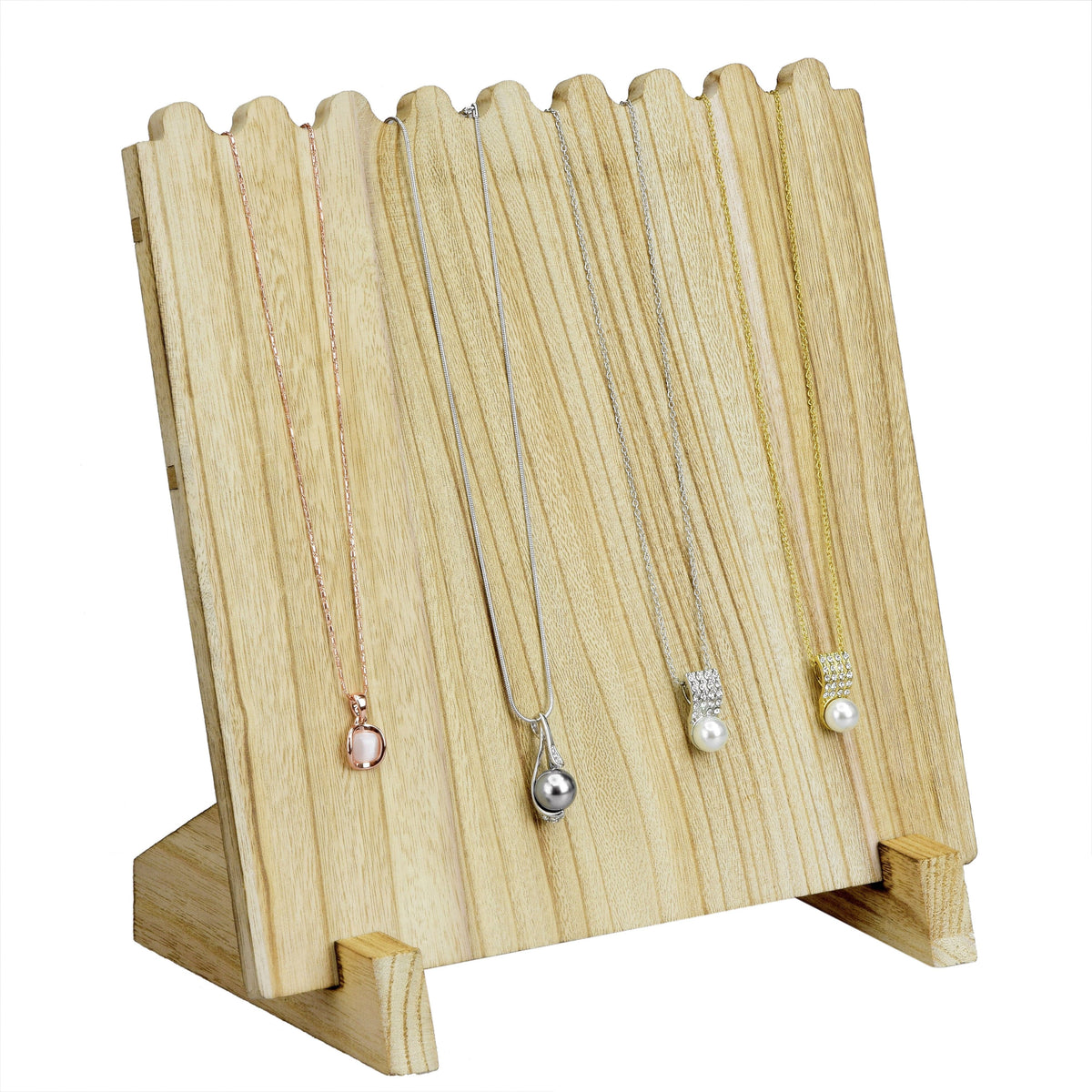#WD609-OK Wooden Plank Jewelry Necklace Display Stand for 8 Necklaces ...